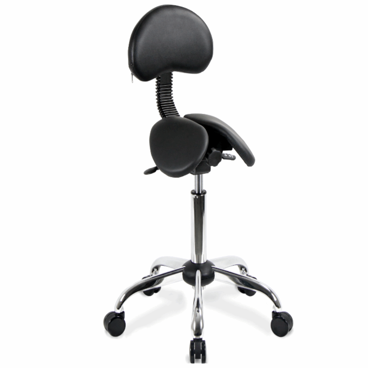 Small Twin Tiltable Saddle Stool with Adjustable Backrest | Sit Healthier