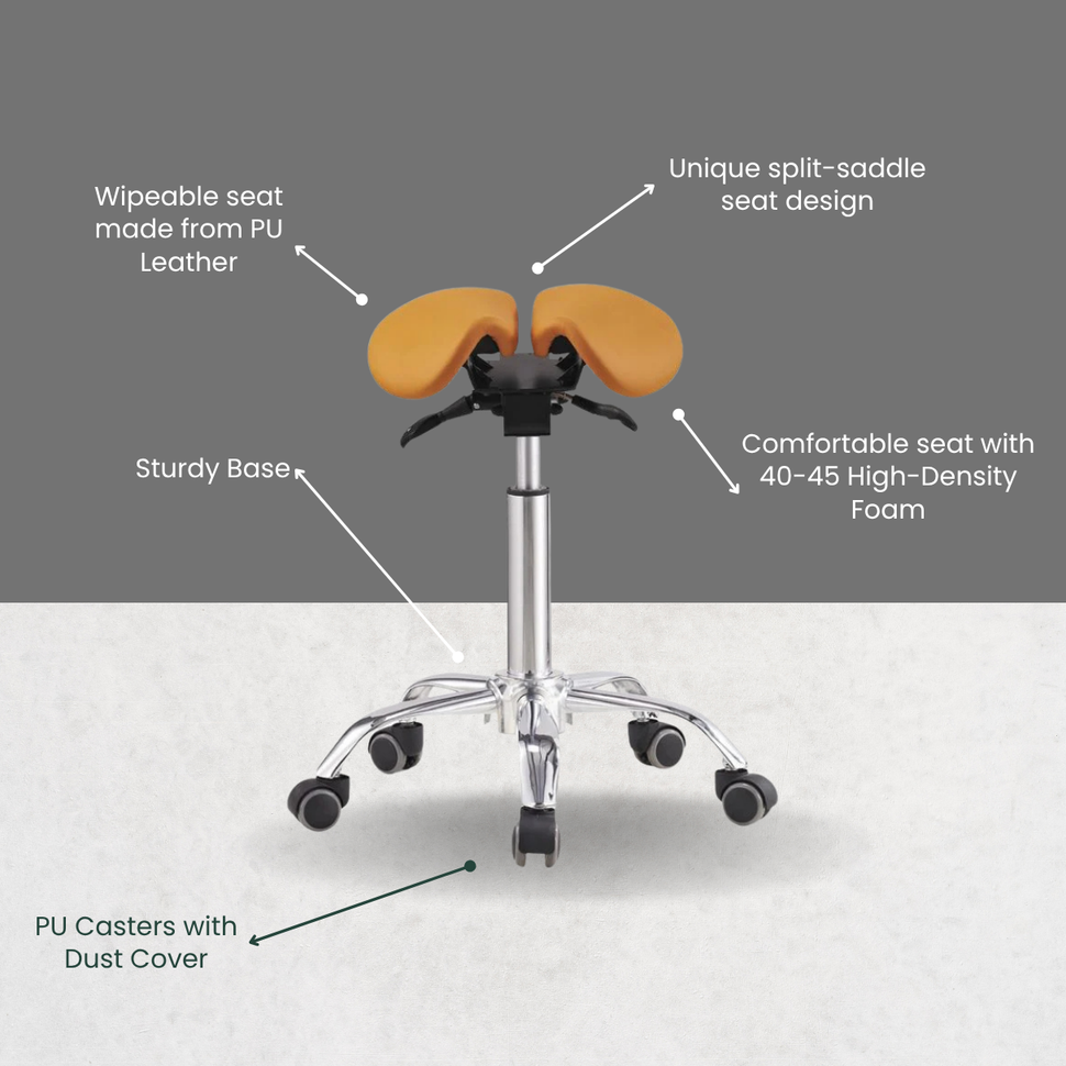 Saddle Style Split Seat Ergonomic Saddle Chair or Stool |Sit Healthier